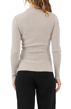 RIPE MATERNITY Ribbed Mock Neck Sweater - Stone