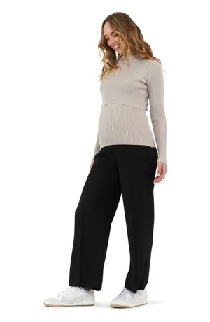 RIPE MATERNITY Ribbed Mock Neck Sweater - Stone