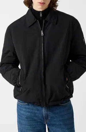 Guess Nylon Padded Bomber Jacket - Jet Black-black