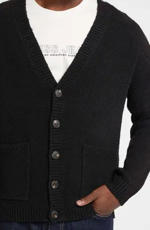 Guess Bouclé V-neck Cardigan - Black