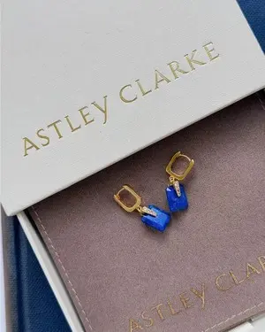 Astley Clarke Gold Vermeil Deco Drop Huggie Earrings - Lapis