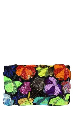 SIMITRI Aurelia Embroidered Clutch - Neon