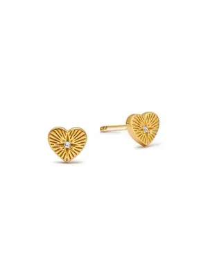 Astley Clarke Biography Heart Stud Earrings - Gold