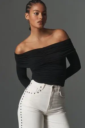 Paige Naya Off-shoulder Long-sleeve Top - Black