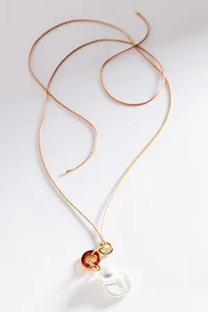 Anthropologie Pearl Stone Pendant Necklace - Taupe