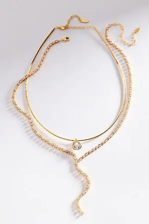 Anthropologie Crystal Layering Necklaces Set