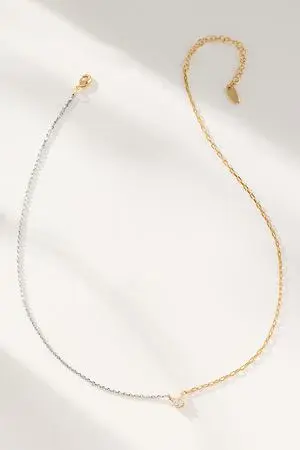 Anthropologie Two-tone Crystal Link Necklace - Clear