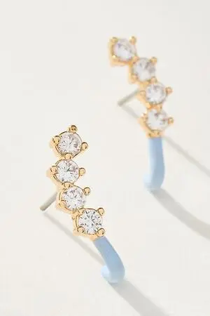 Anthropologie Crystal Stack Earrings - Blue