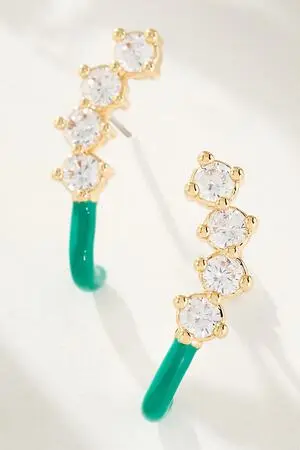 Anthropologie Crystal Stack Earrings - Green