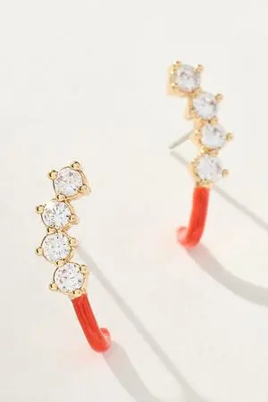 Anthropologie Crystal Stack Earrings - Red