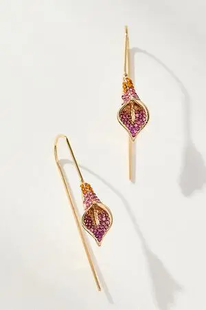 Anthropologie Crystal Petal Threader Earrings - Gold