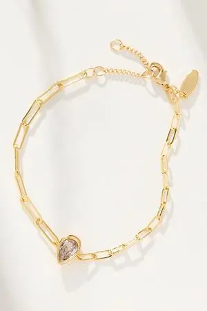 Anthropologie Delicate Linked Crystal Bracelet - Gold