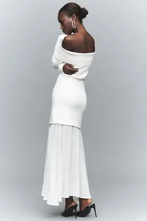 Astr The Label Lydia Off-shoulder Long-sleeve Midi Dress - Cream