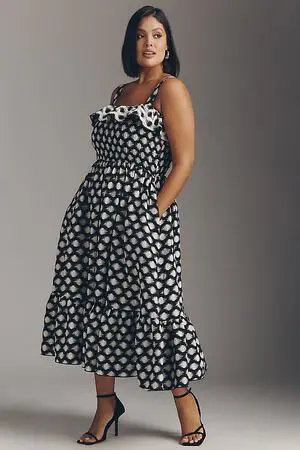 MAUDE CLUB Melody Ruffled A-line Midi Dress