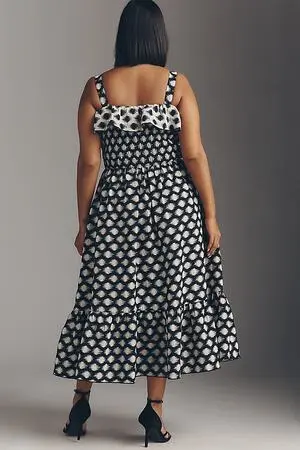 MAUDE CLUB Melody Ruffled A-line Midi Dress