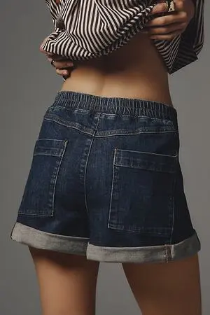 PILCRO Izzie Relaxed Pull-on Shorts - Dark Denim