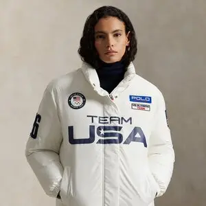 Ralph Lauren Team Usa Graphic Down Puffer Jacket - Ceramic White