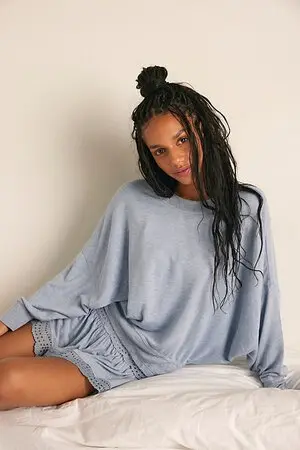 Free People Dream State Pullover Chambray Heather