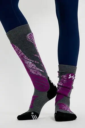 Uyn All Mountain Ski Socks - Medium Grey Melange/purple