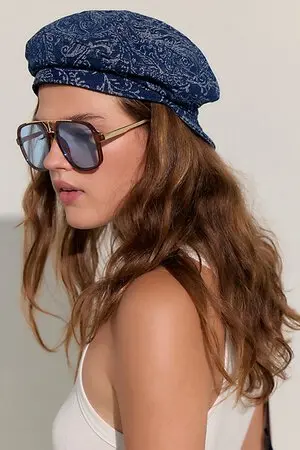 Free People Bandana Printed Cadet Hat - Indigo