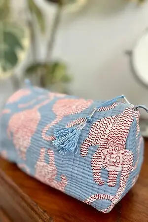 BE DEVA Nila Tigers Cosmetic Bag - Cerulean Blue