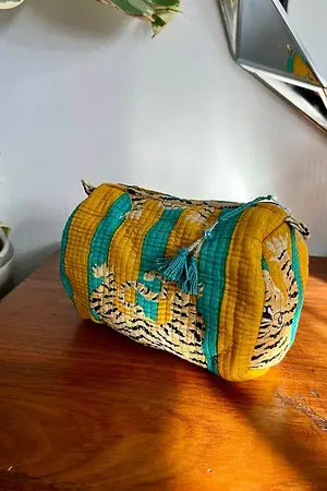 BE DEVA Tigers Printed Cosmetic Bag - Yellow Motif