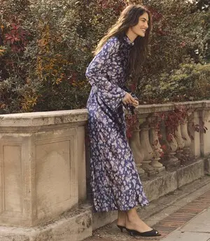DÔEN Mauricia Floral Print Velvet Maxi Dress