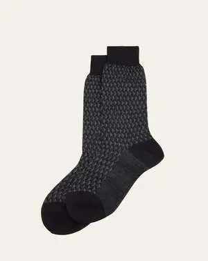 BRESCIANI Geometric Cotton-stretch Mid-calf Socks