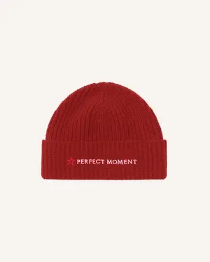 Perfect Moment Knitted Ribbed Beanie - Red