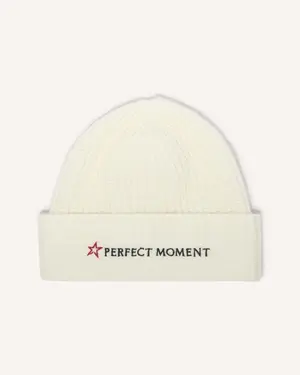 Perfect Moment Knitted Ribbed Beanie - Snow-white