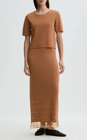 BY MALENE BIRGER Estilla Bead-embellished Midi Skirt