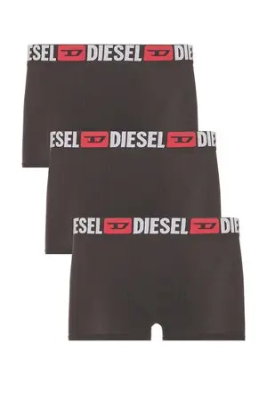 DIESEL Three-pack Of All Over Logo Waist Boxers In Black - Solid & Black