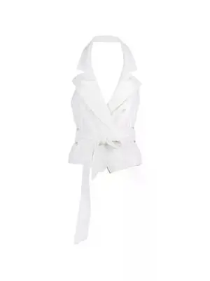 Elisabetta Franchi Double-breasted Belted Vest - White