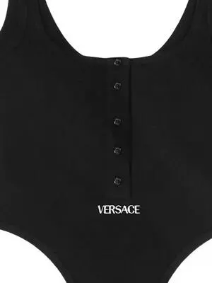 Versace Logo-embroidered Bodysuit - Black