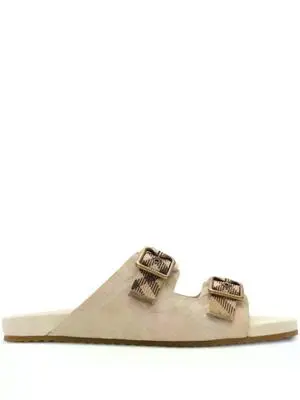 Burberry Checked Sandals - Neutrals