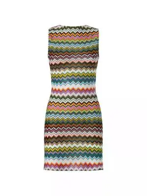 Missoni Zigzag-pattern Knitted Mini Dress - Blue