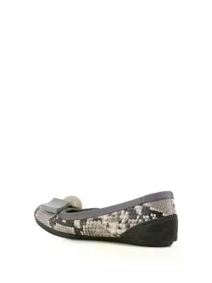 DOVE NUOTANO GLI SQUALI Snake-print Appliqué Ballet Flats - Grey
