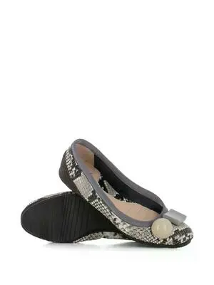DOVE NUOTANO GLI SQUALI Snake-print Appliqué Ballet Flats - Grey