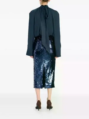 ROTATE BY BIRGER CHRISTENSEN Bow Blouse - Blue