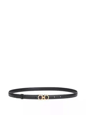 FERRAGAMO Gancini Buckle Leather Belt - Black