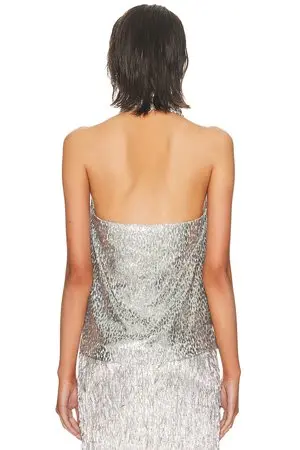 Stella McCartney Fil Coupe Alterneck Top - Silver