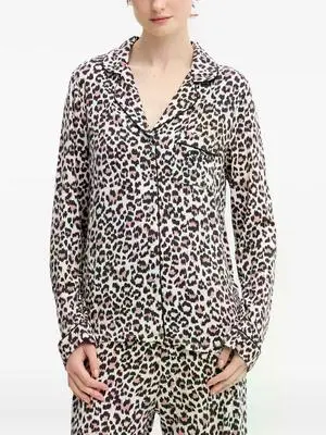 Guess Sasha Leopard-print Piped Pajamas