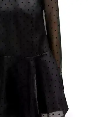 GANNI Organza Polka Dot Dress With Removable Circle Collar - Black
