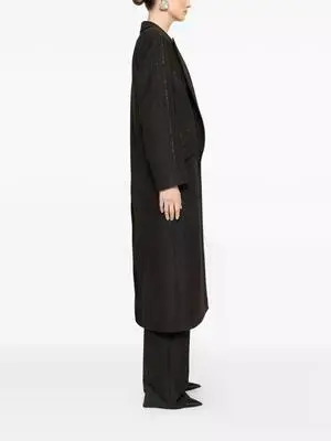 NISSA Sequin-embellished Tailored Coat - Black