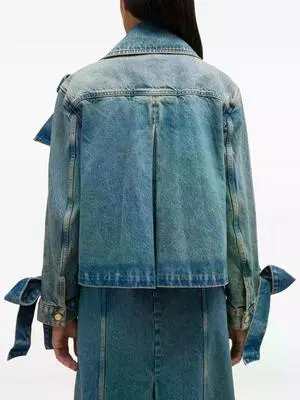 GANNI Bow-embellished Denim Jacket - Blue