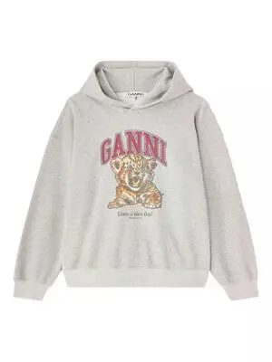 GANNI Tiger Graphic Hoodie - Grey