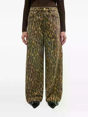 GANNI Leopard-print Jeans - Neutrals