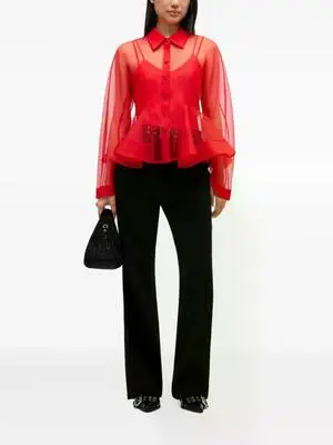 GANNI Organza Peplum Shirt - Red