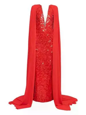 NISSA Sequin Maxi Dress With Crystal Trim