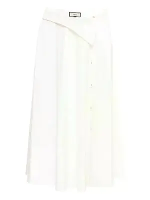 NISSA Buttoned Asymmetric Midi Skirt - White